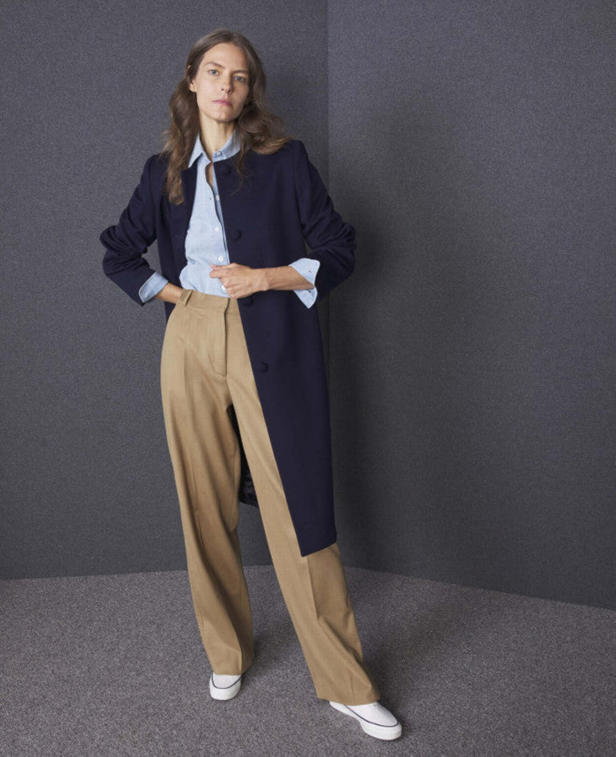 Officine Generale Maud Doeskin Coat - Navy | Garmentory