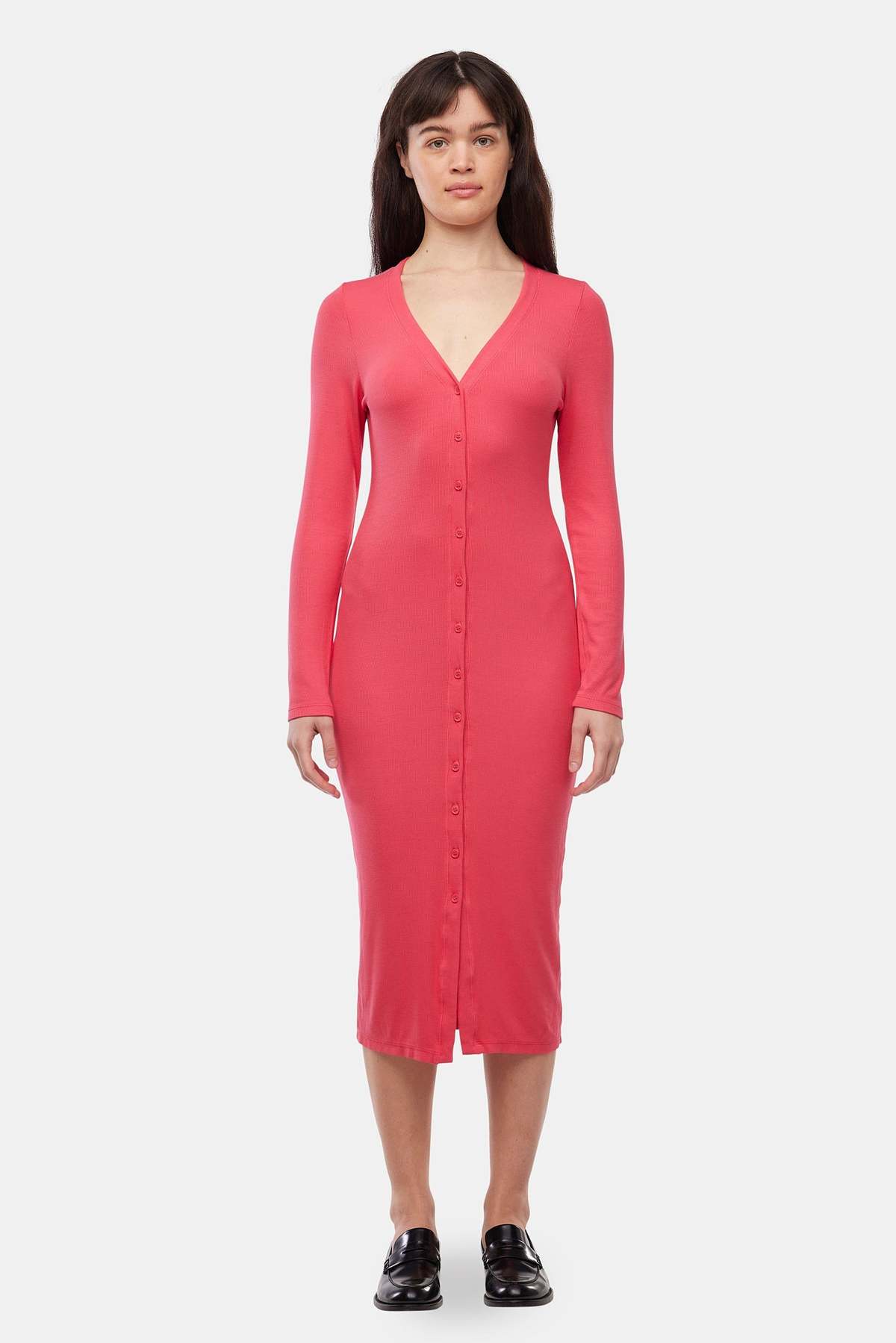 Lacausa Ribbed Cardi Dress - Ruby Pink | Garmentory