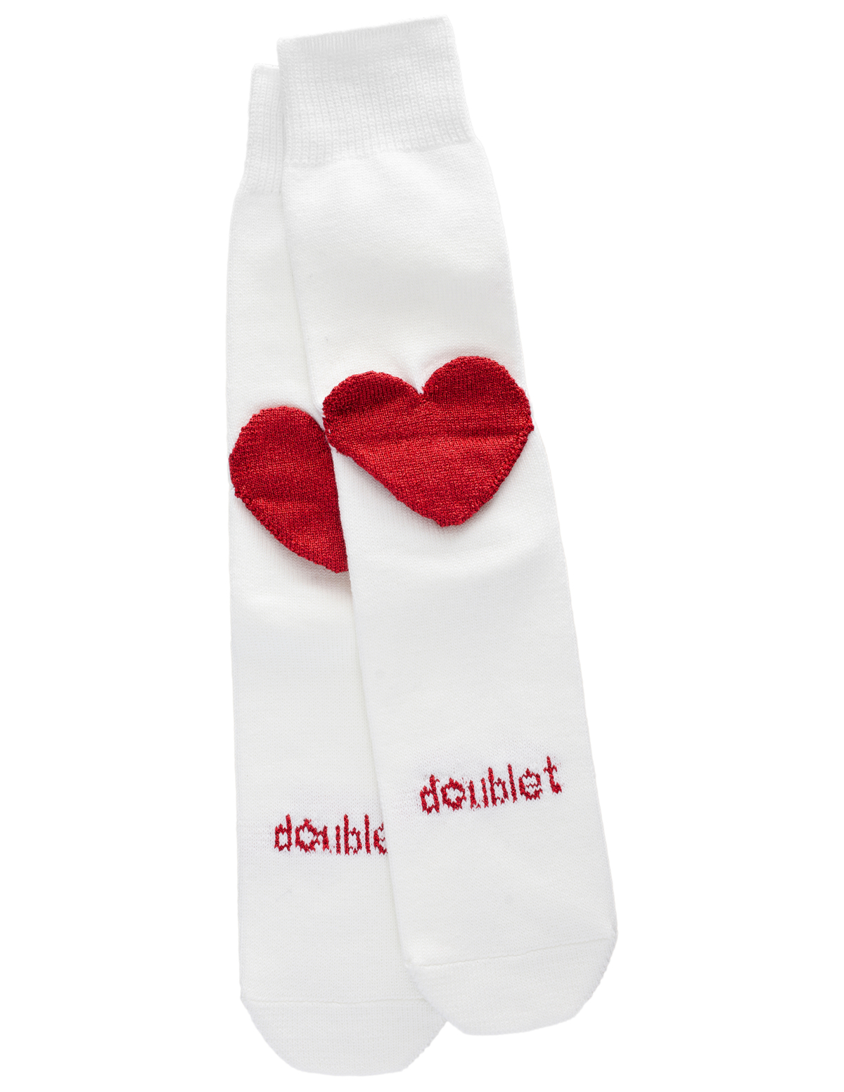 Doublet Red heart heel socks - white | Garmentory