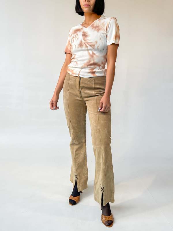 Lace-Up Low Rise Pant - Camel | Garmentory