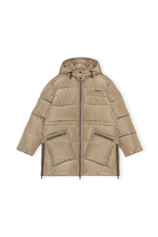 Ganni Tech Puffer Oversized Jacket - Fossil Brown | Garmentory