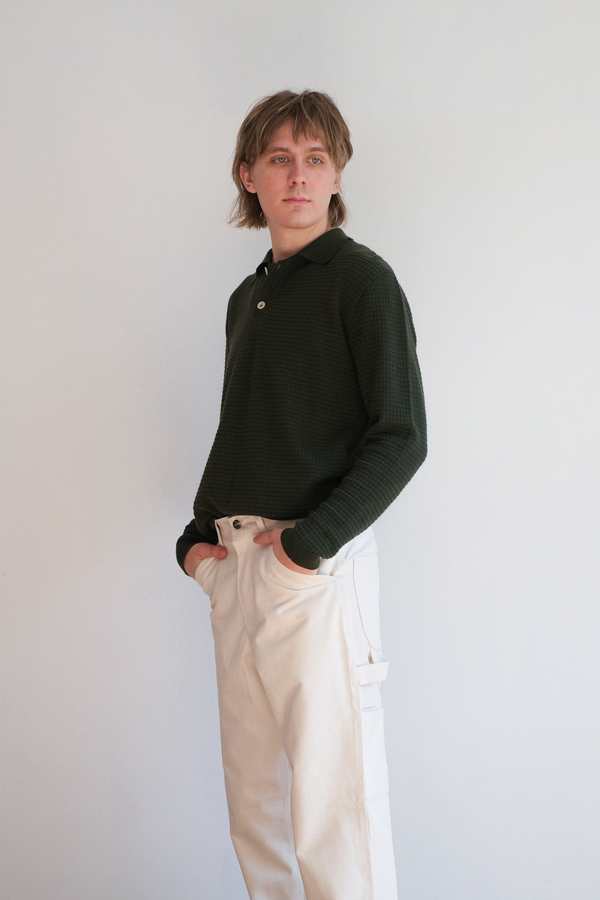Far Afield Renard LS Polo - Green | Garmentory