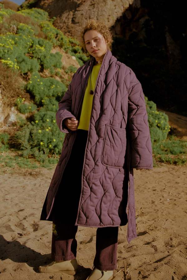 Back Beat Co. Quilted Wave Coat - Plum | Garmentory
