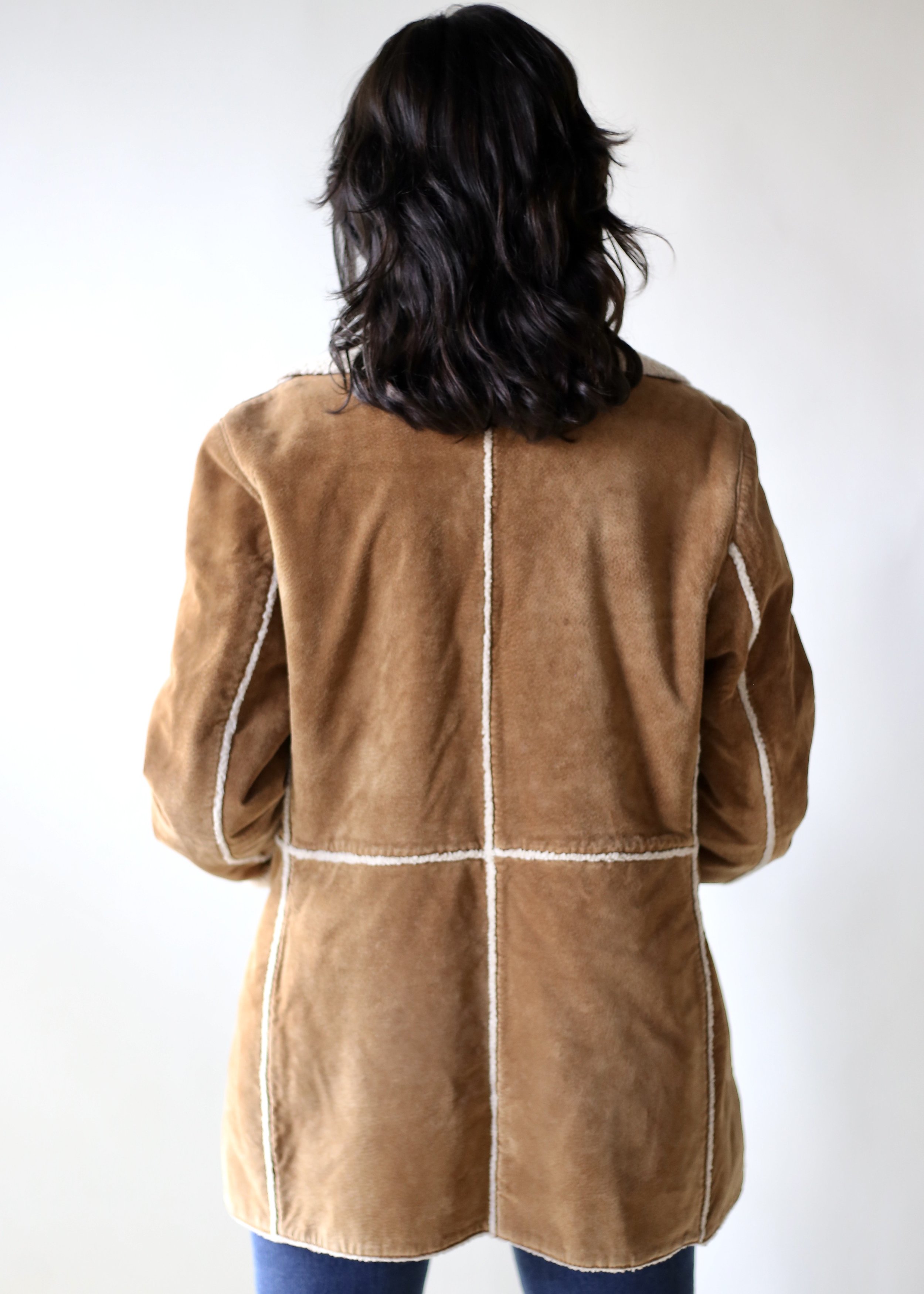 St. John's Bay Leather Panel Sherpa Coat - Brown | Garmentory