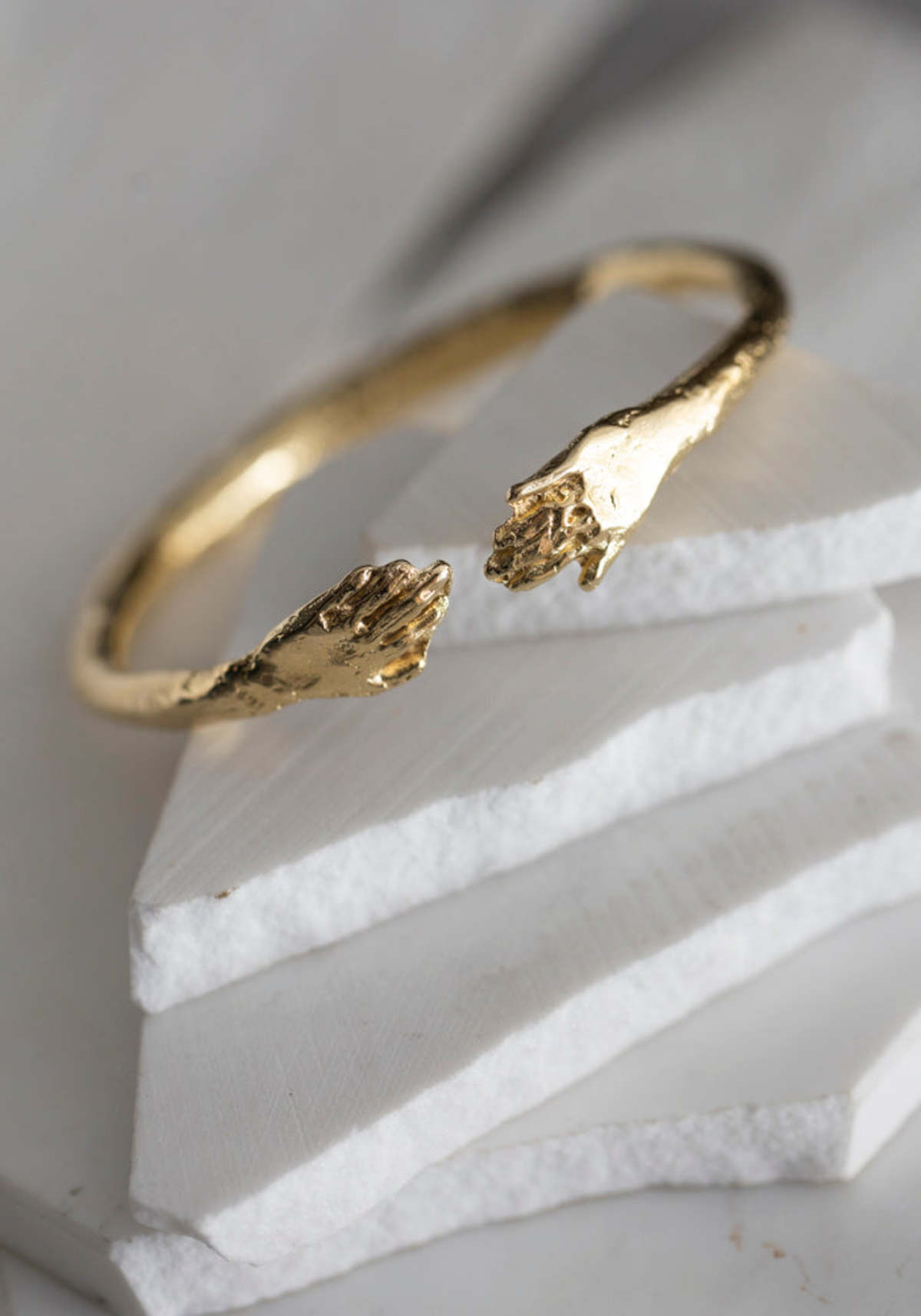 Heron and Lamb Gold Plated Brass Hand Bangle | Garmentory