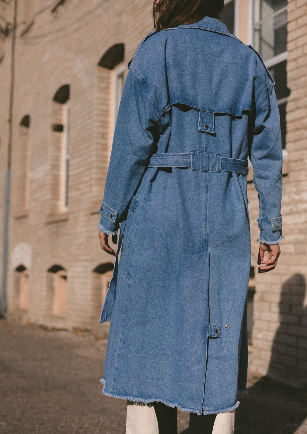 Lola Jeans Avery Denim Trench Coat - Powder Blue | Garmentory