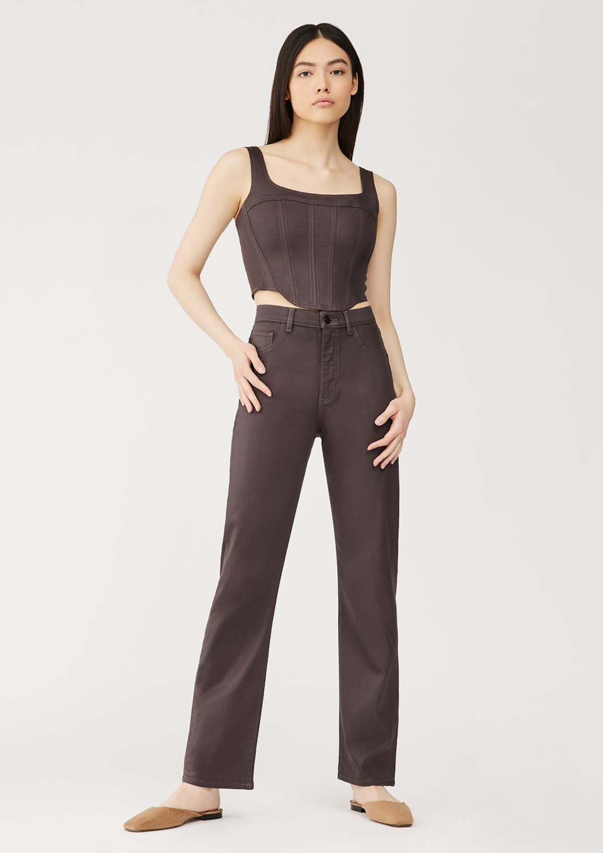 DL 1961 Emilie Straight Leg Jeans - brown | Garmentory