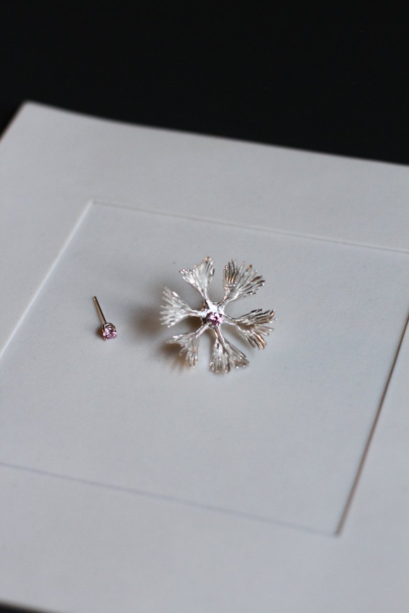 Mirit Weinstock PALM LEAVES AND STUD SET - SILVER/LIGHT ROSE | Garmentory