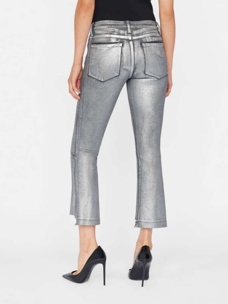 FRAME Denim Le Crop Mini Coated Boot - Gunmetal Noir | Garmentory