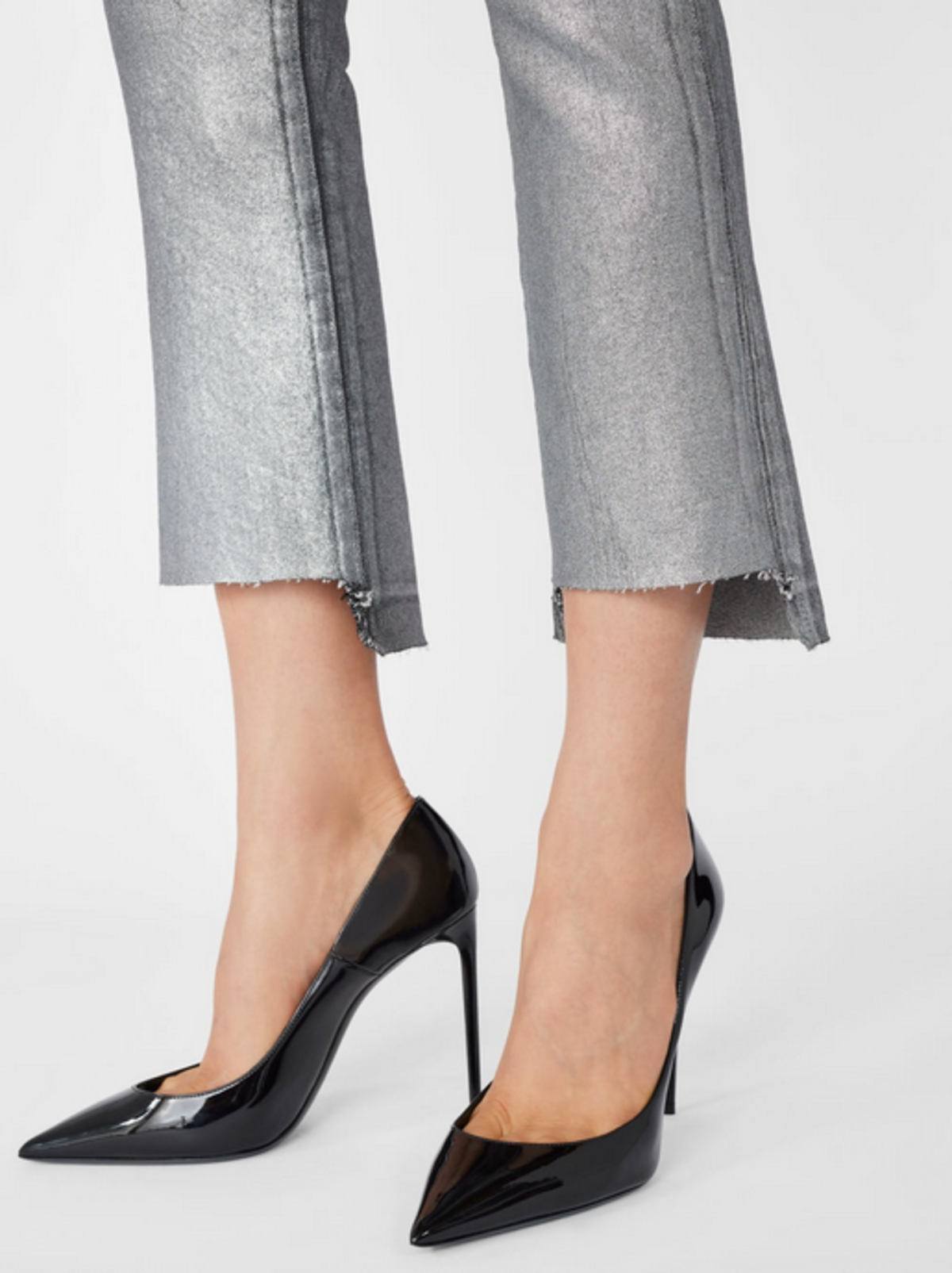 FRAME Denim Le Crop Mini Coated Boot - Gunmetal Noir | Garmentory
