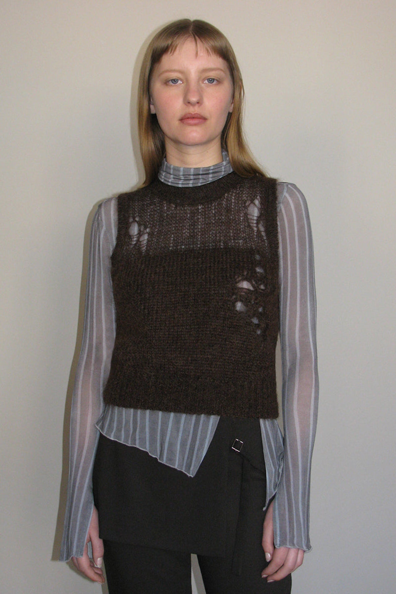 Paloma Wool Tranquilito Shredded Knit Vest - Dark Brown | Garmentory