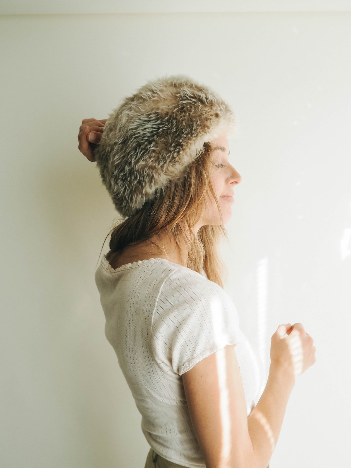 Vintage Italian Shearling Hat - White | Garmentory