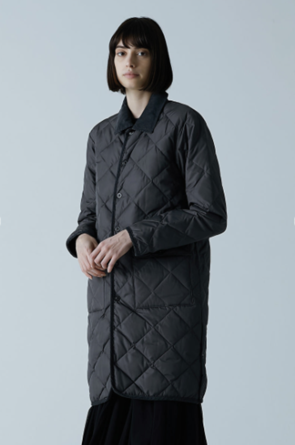 TAION Piping Collared Long Down Coat - Black | Garmentory