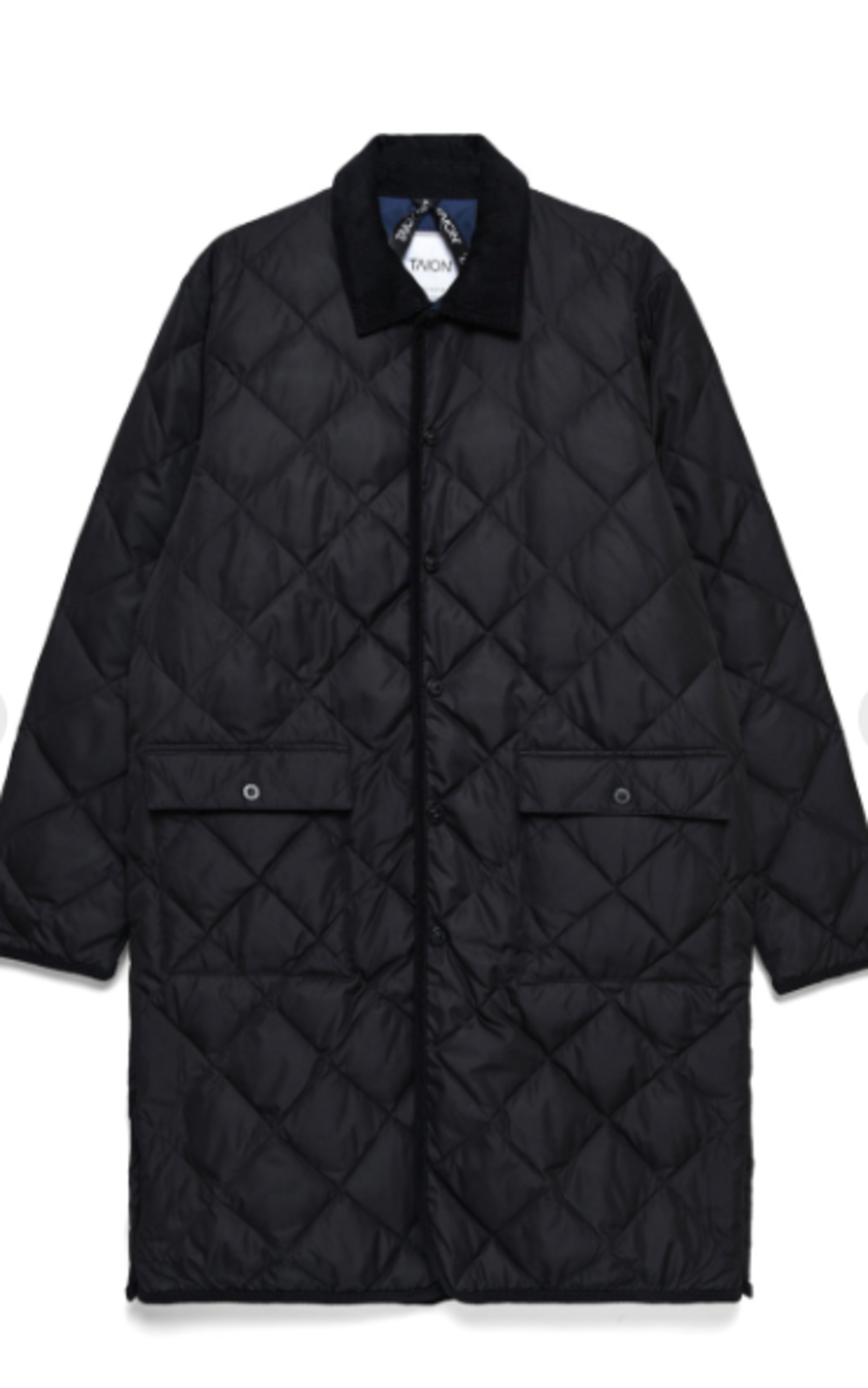TAION Piping Collared Long Down Coat - Black | Garmentory