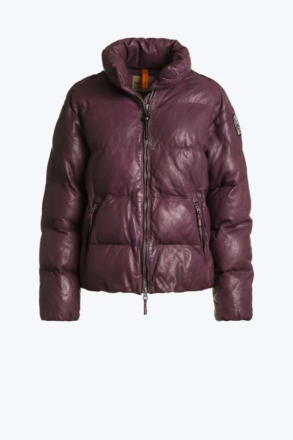 PARAJUMPERS Pia Leather Puffer Jacket - Deep Orchid | Garmentory