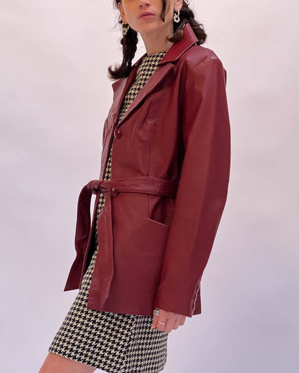 Leather Jacket - Burgundy | Garmentory