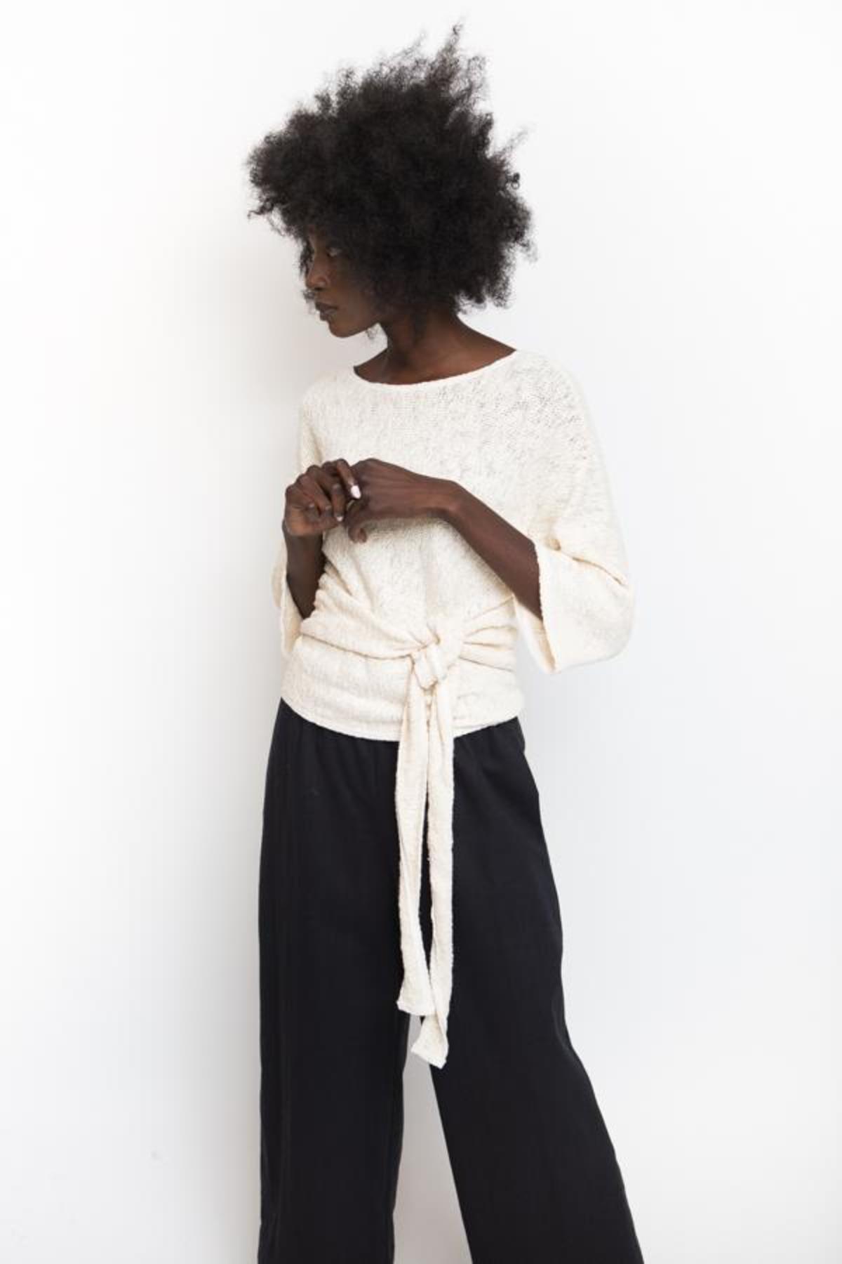 Hackwith Design House Sweater Wrap Top - Cream | Garmentory