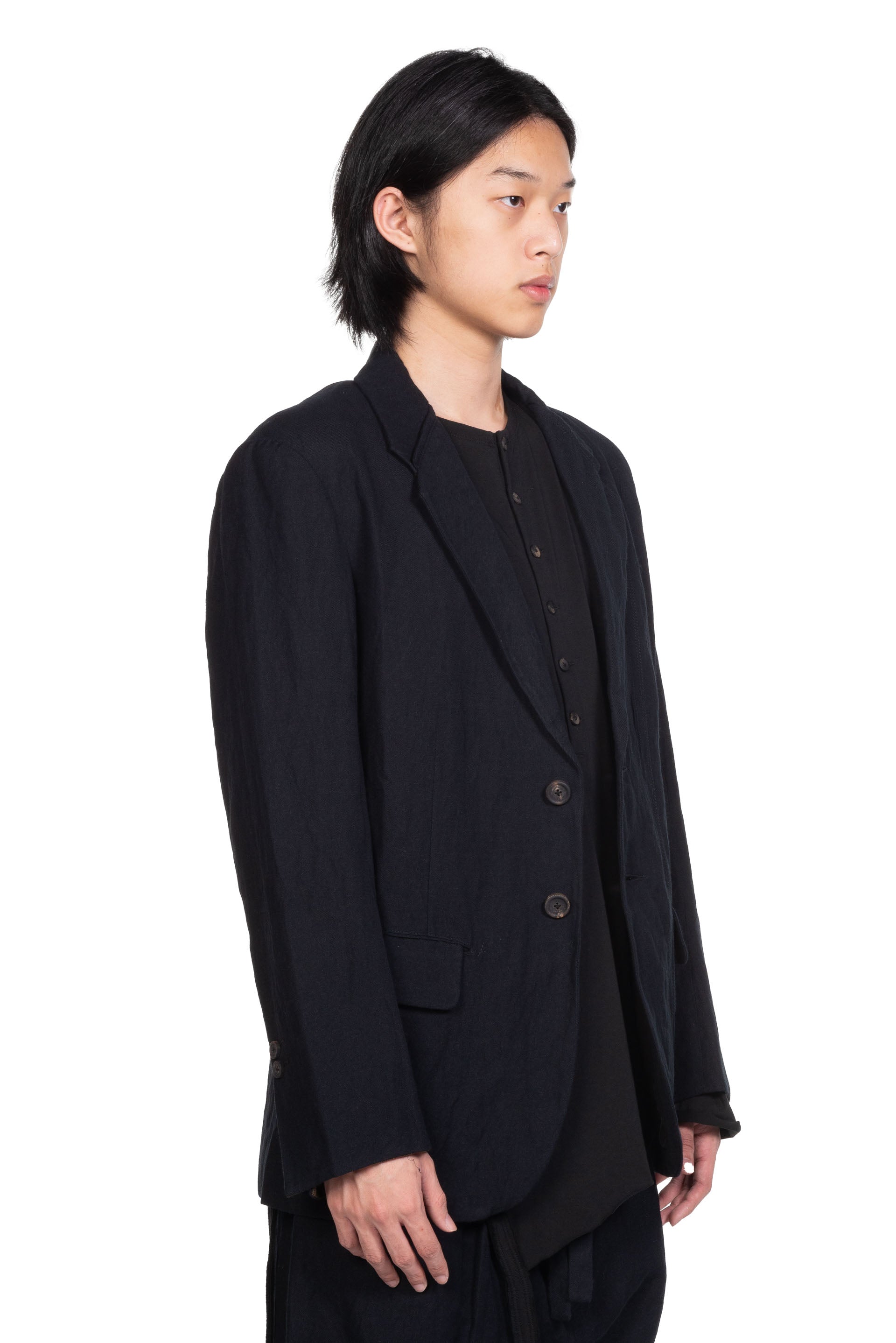 Ziggy Chen Back Stripe 2 Button Blazer - Black | Garmentory