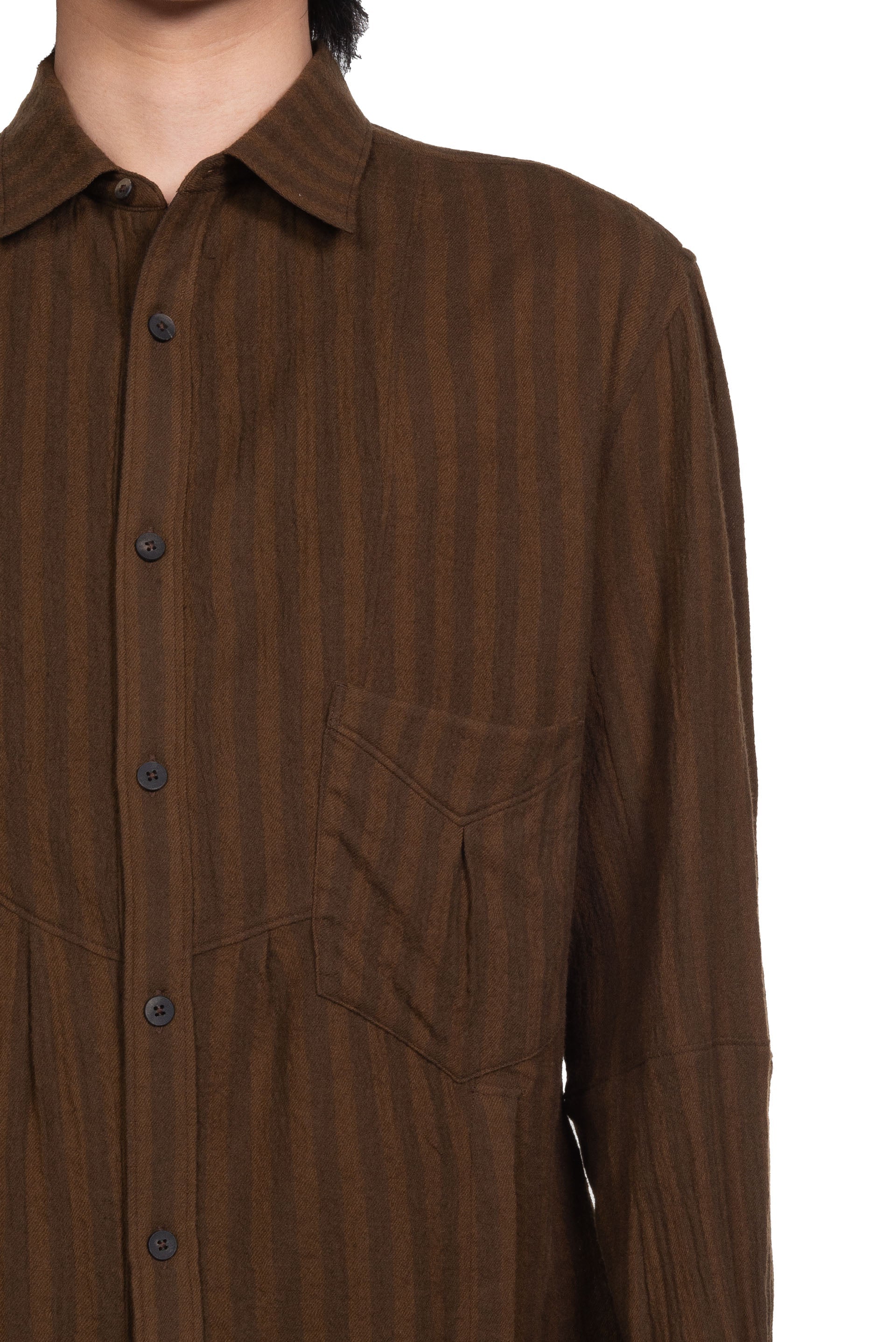 Ziggy Chen Front Slit Pocket Shirt - Brown | Garmentory
