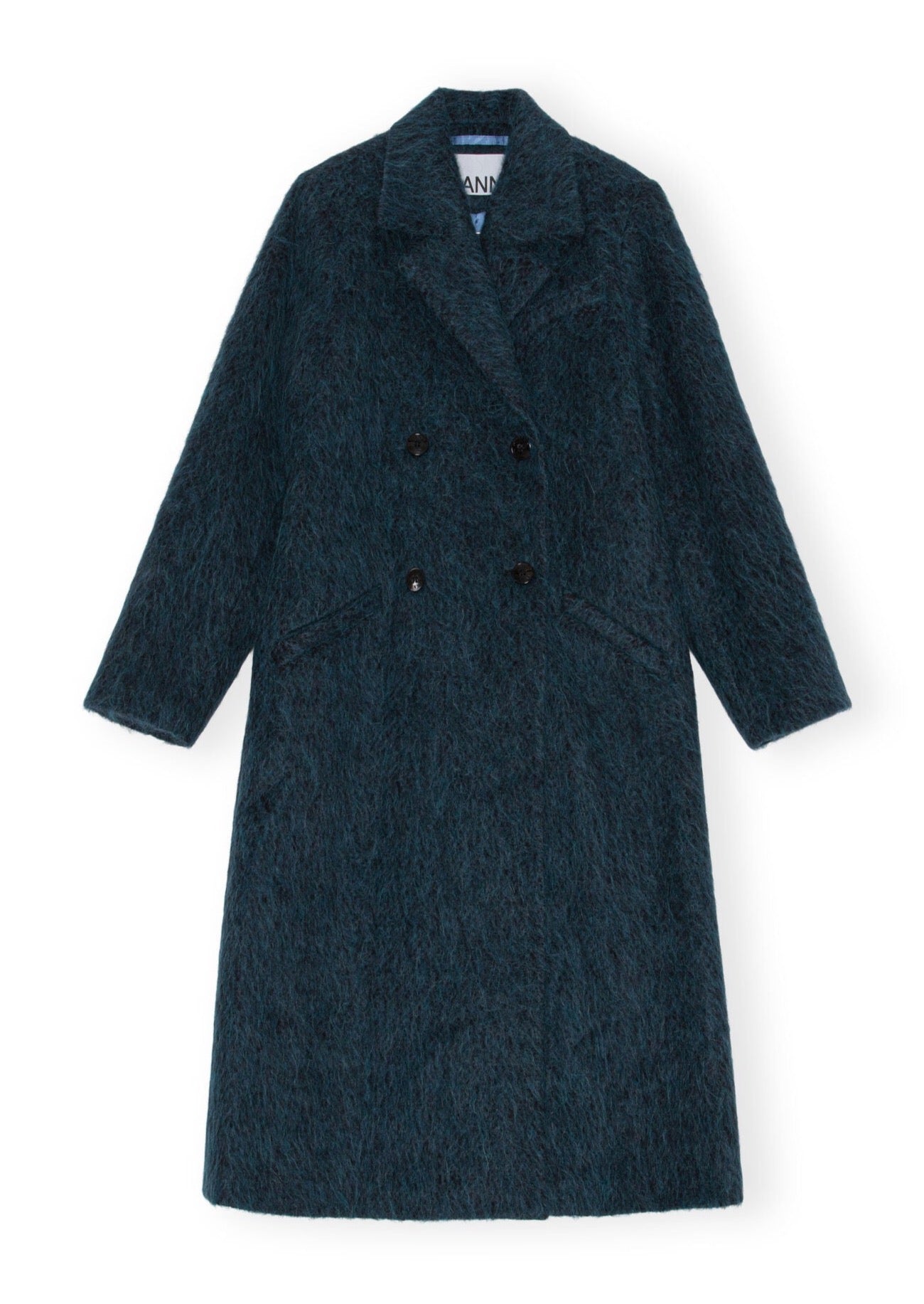 Ganni Fluffy Wool Coat - Nautical Blue | Garmentory