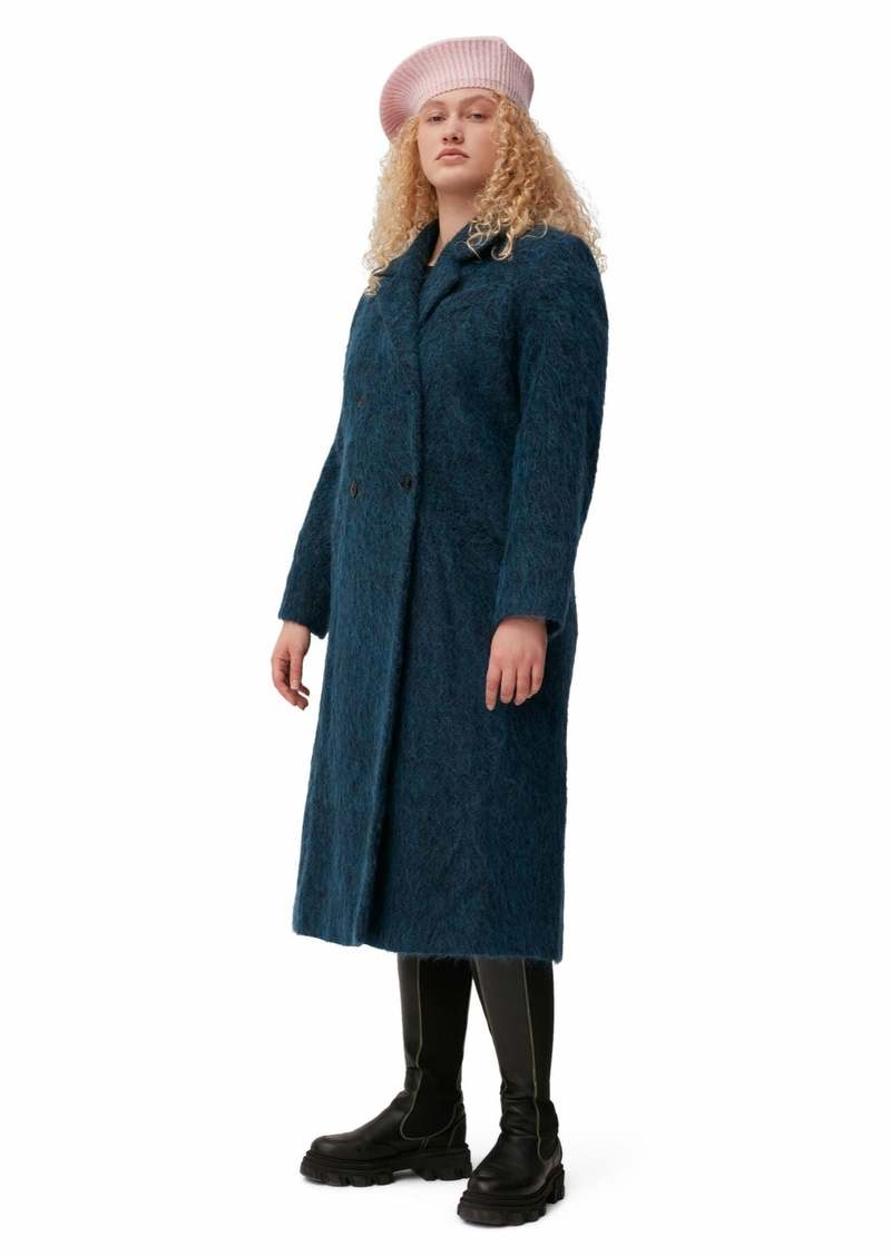 Ganni Fluffy Wool Coat - Nautical Blue | Garmentory