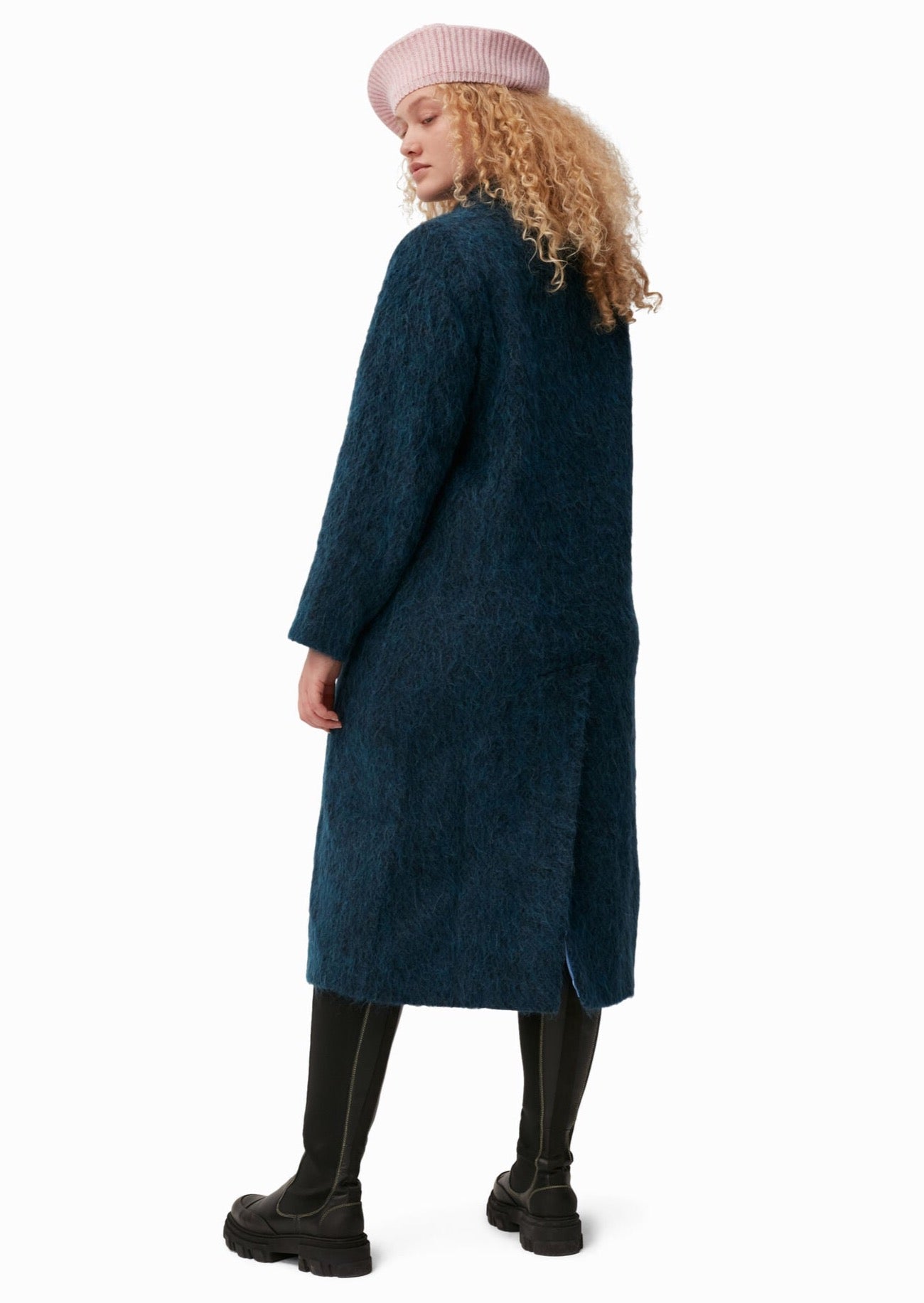 Ganni Fluffy Wool Coat - Nautical Blue | Garmentory