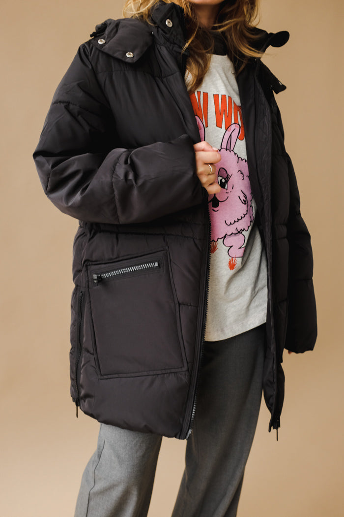 Ganni Tech Puffer Oversized Midi Jacket - Phantom | Garmentory