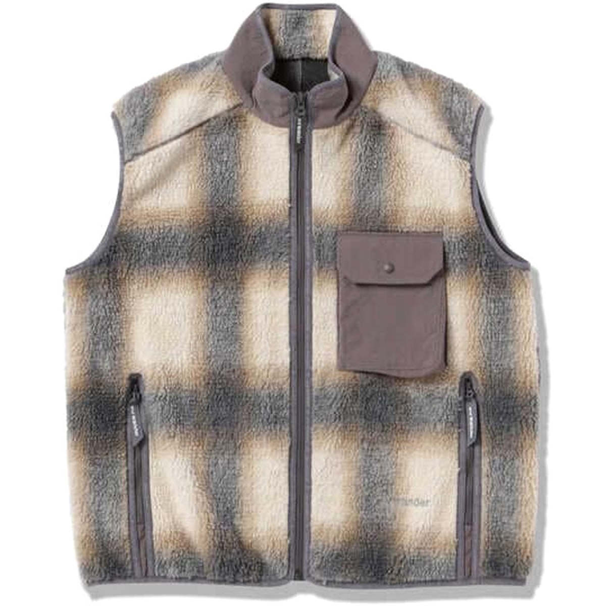 and wander Check Boa Vest - Gray | Garmentory