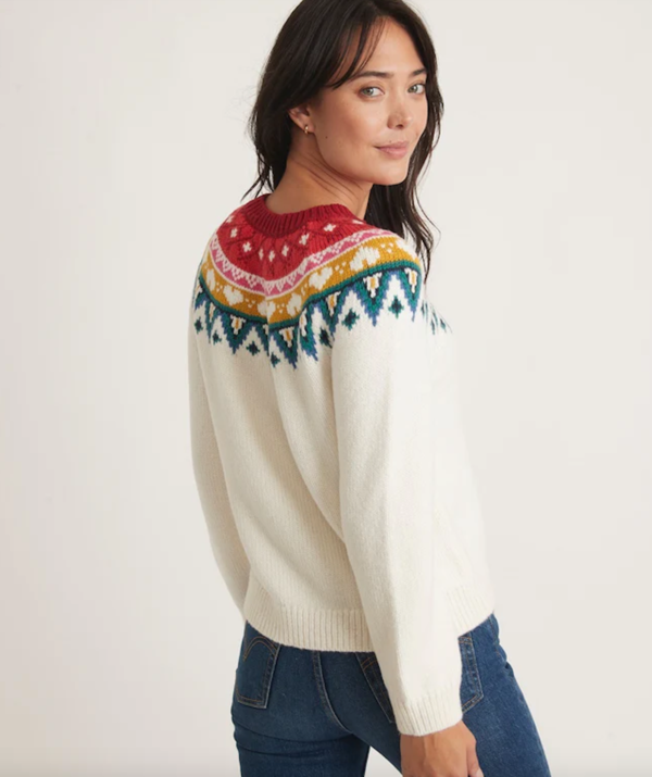 Marine Layer Archive Alpine Fair Isle Sweater - Red/Rainbow | Garmentory