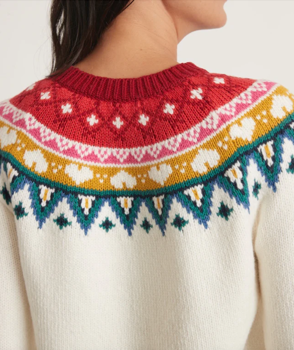 Marine Layer Archive Alpine Fair Isle Sweater - Red/Rainbow | Garmentory