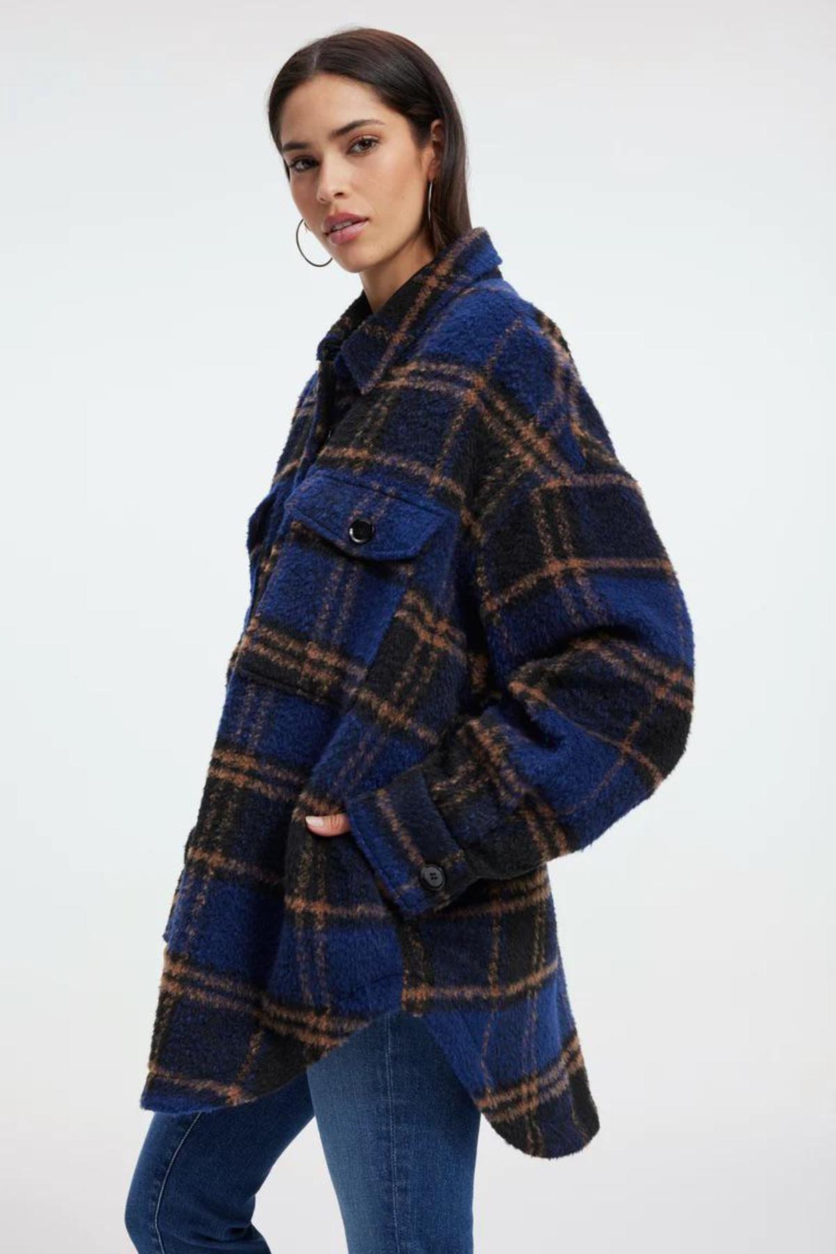 Good American Plaid Shacket - Blue Rinse Large Plaid | Garmentory