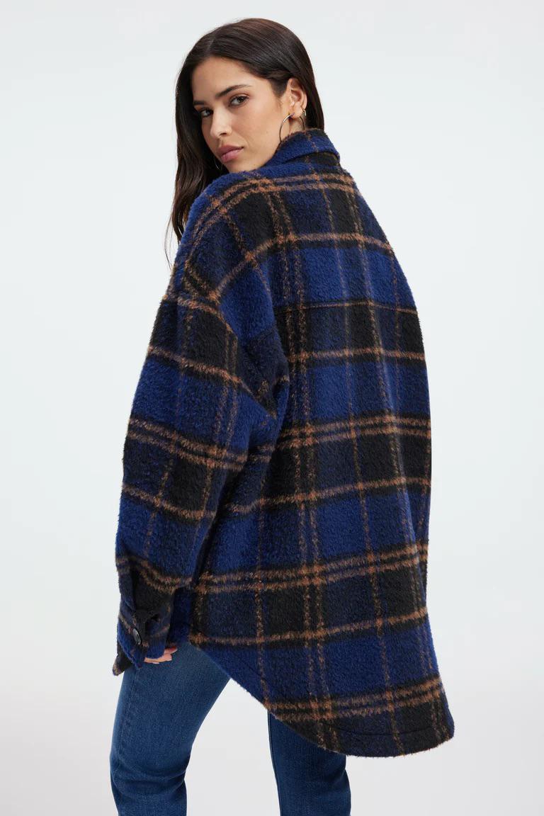 Good American Plaid Shacket - Blue Rinse Large Plaid | Garmentory