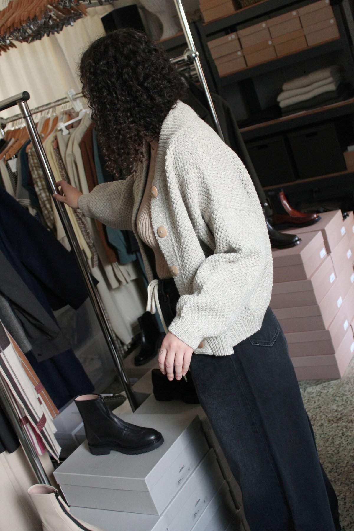 Wol Hide BOX BOMBER CARDIGAN - CLOUD | Garmentory