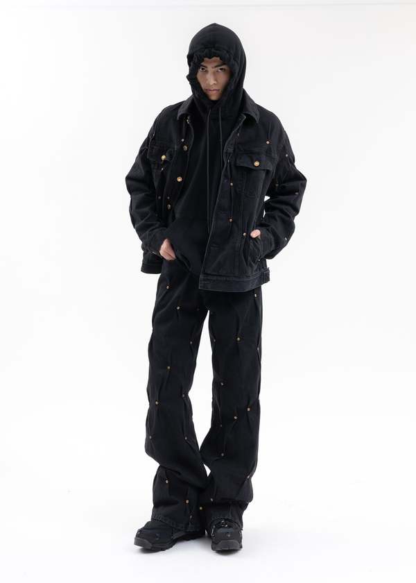 KUSIKOHC MULTI RIVET DENIM PANTS - BLACK | Garmentory