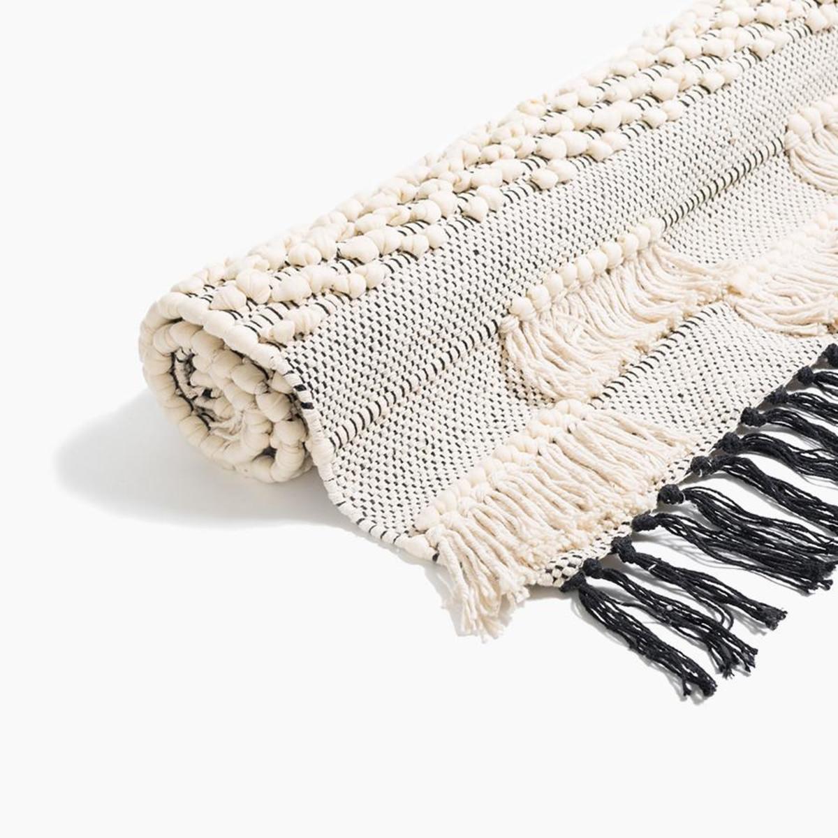 Poketo Matta Rug/Wall Hanging - White/Black | Garmentory