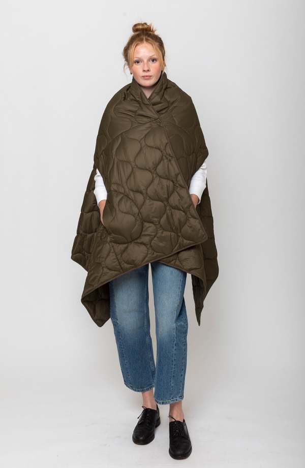 Verdalina Nylon Down Cape - Olive | Garmentory