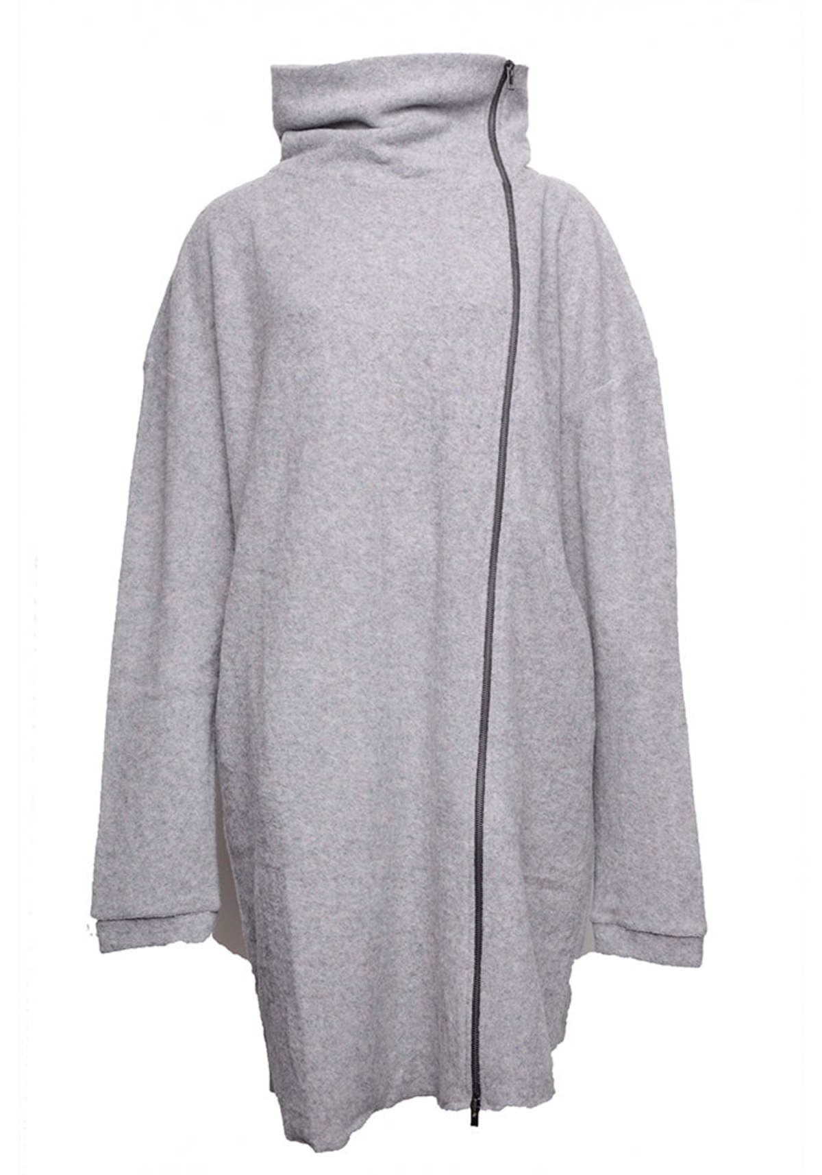 BLACK by K&M Oversized High Neck Wool Blend Jacket - BLACK/GREY ...