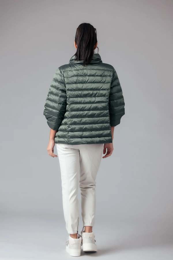 My Anorak Iridescent Crop Sleeve Puffer Jacket - Dusty Moss | Garmentory