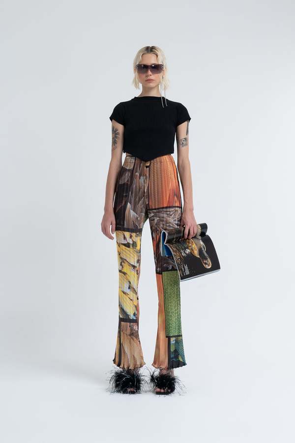 Arthur Box Pleat Flare Pant - Fish Party | Garmentory