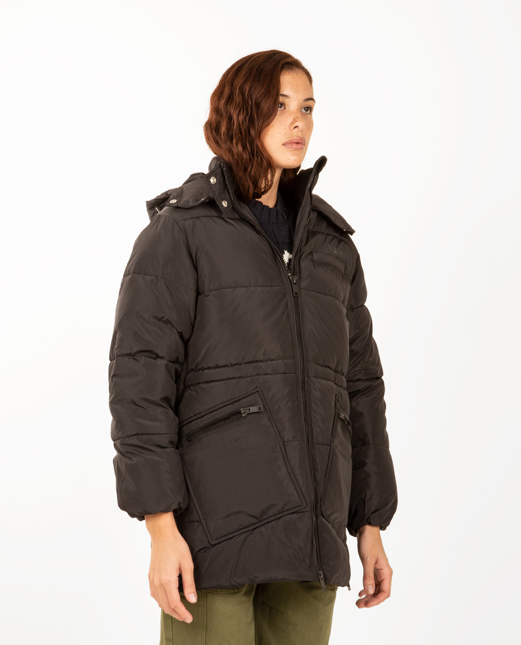 Ganni Tech Puffer Oversized Midi Jacket - Phantom | Garmentory