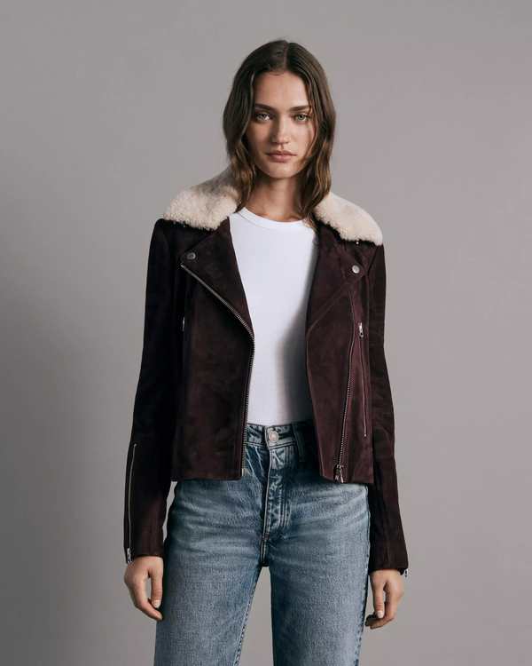 Rag & Bone Mack Suede Jacket - Burgundy | Garmentory