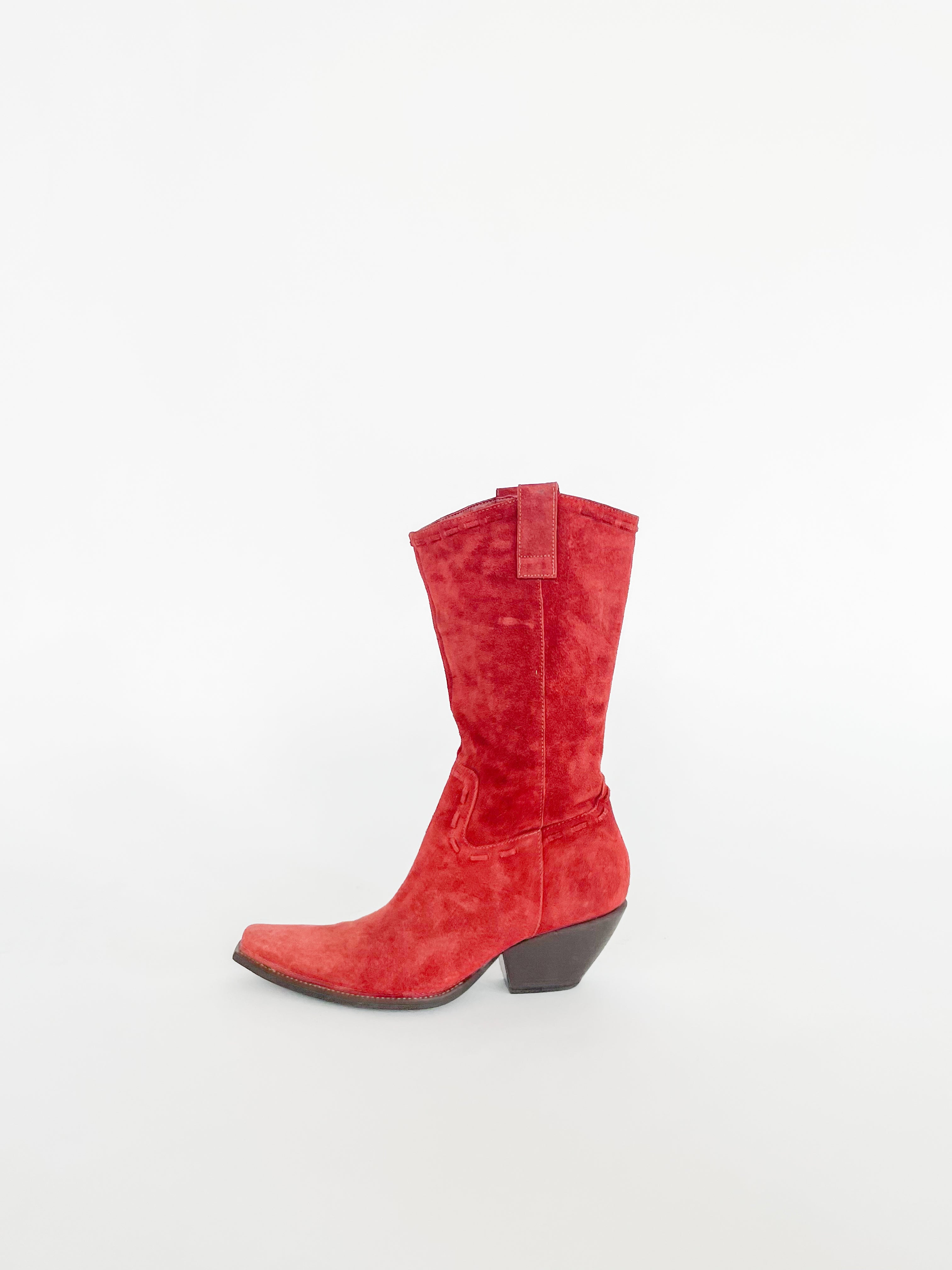 Suede Western Boots - Rust | Garmentory