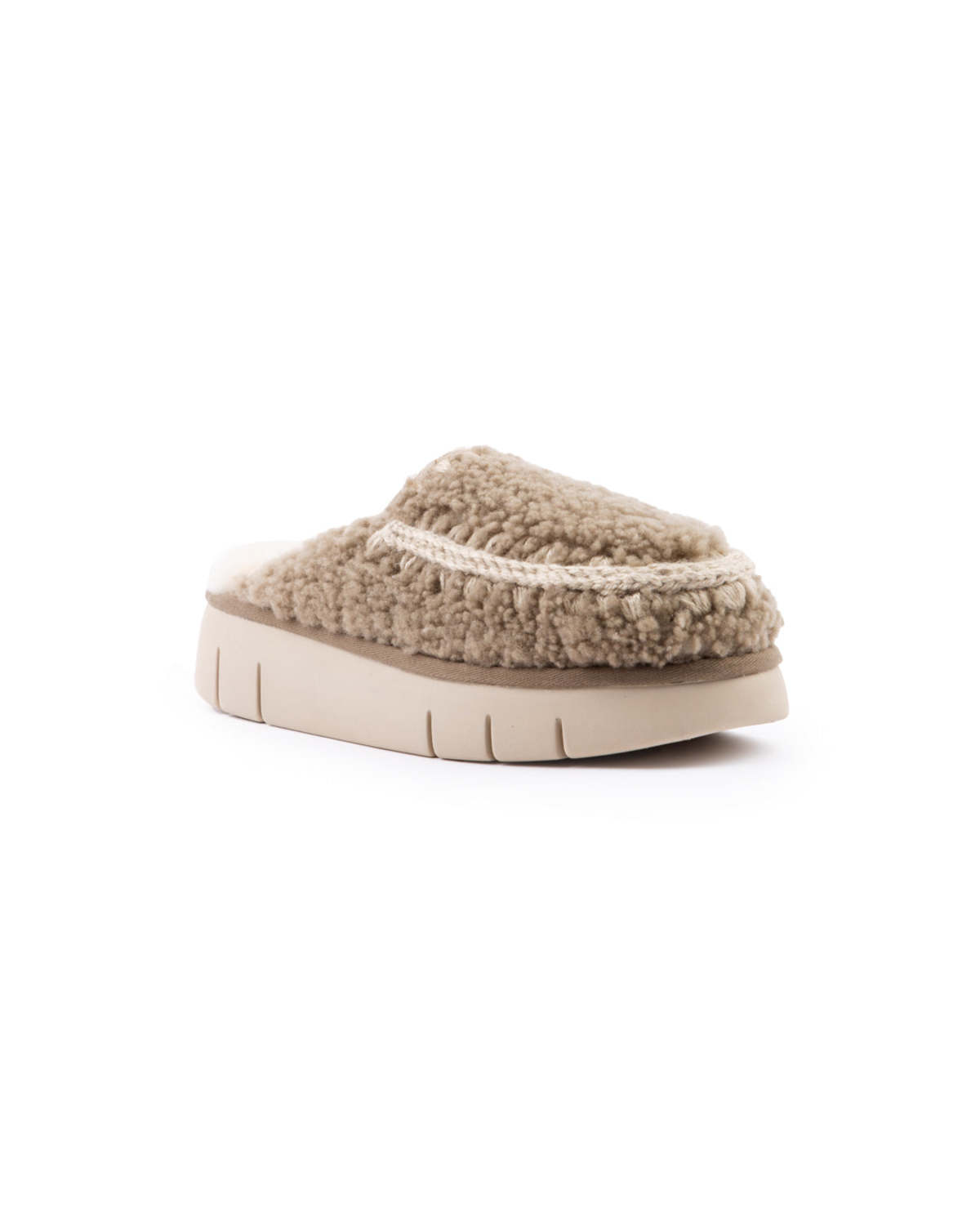 Mou Bounce Curly Sheepskin Clog - Military | Garmentory