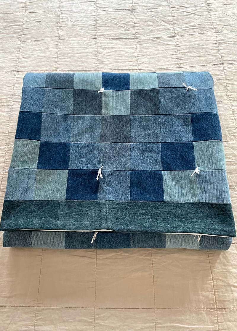 DUO NYC Vintage Denim Patchwork Quilt - Blue | Garmentory