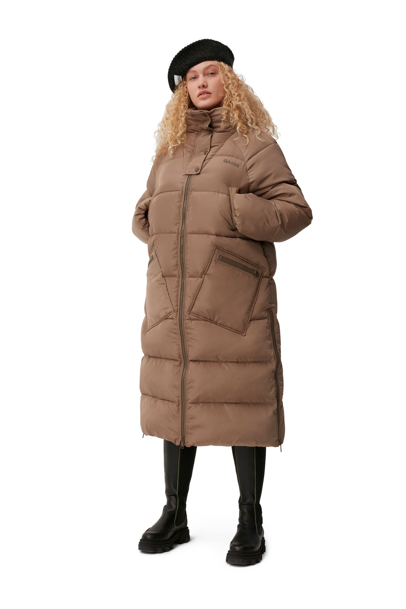 Ganni Tech Oversized Puffer - Fossil | Garmentory