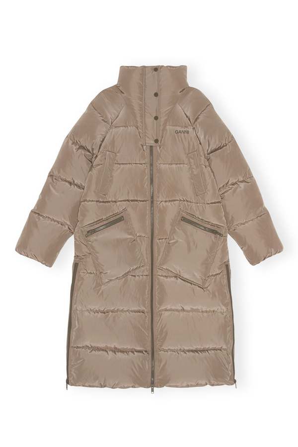 Ganni Tech Oversized Puffer - Fossil | Garmentory