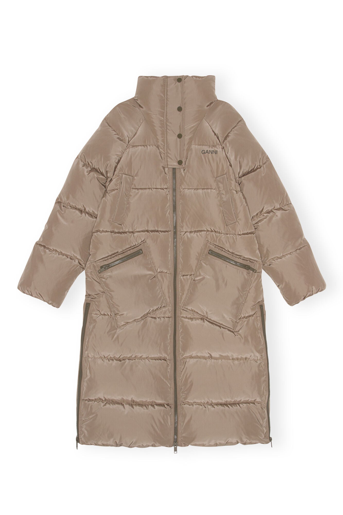 Ganni Tech Oversized Puffer - Fossil | Garmentory