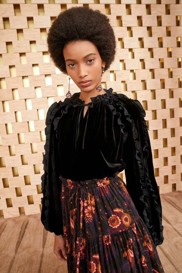 Ulla Johnson Lisbeth Velvet Blouse - Noir | Garmentory