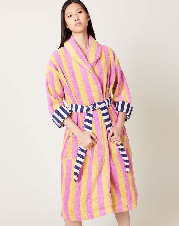 Dusen Dusen Bathrobe - Grapefruit Stripe | Garmentory