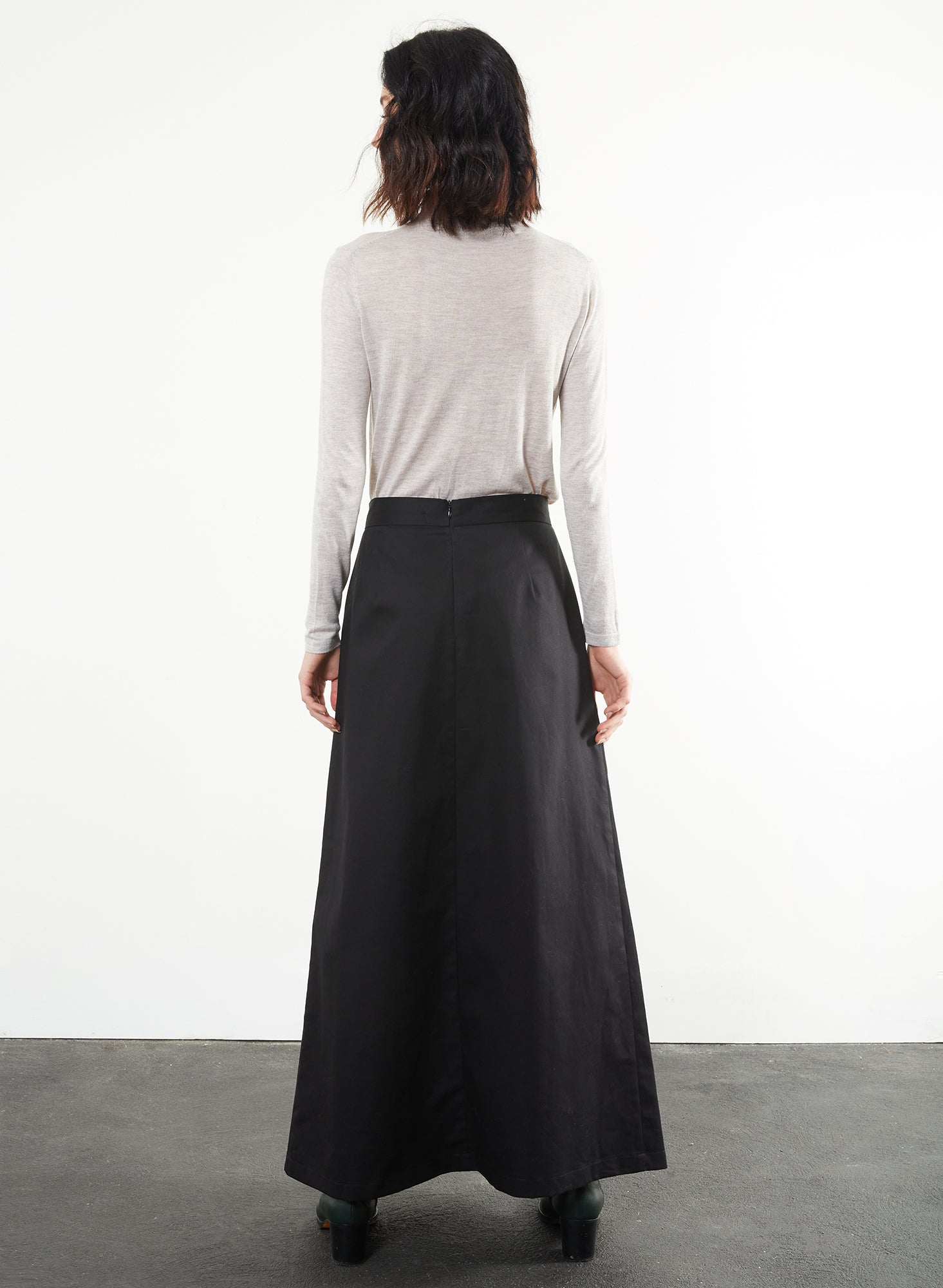 Meg Long Inverted Pleat Skirt - Black | Garmentory